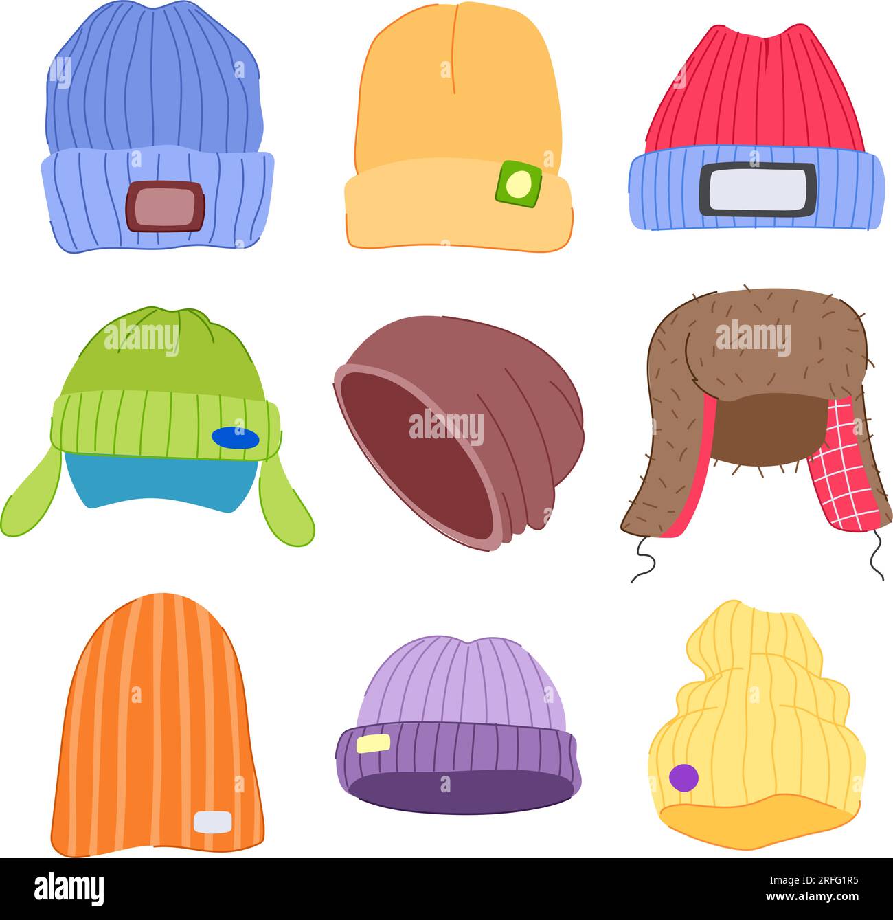 winter hat man set cartoon vector illustration Stock Vector Image & Art ...