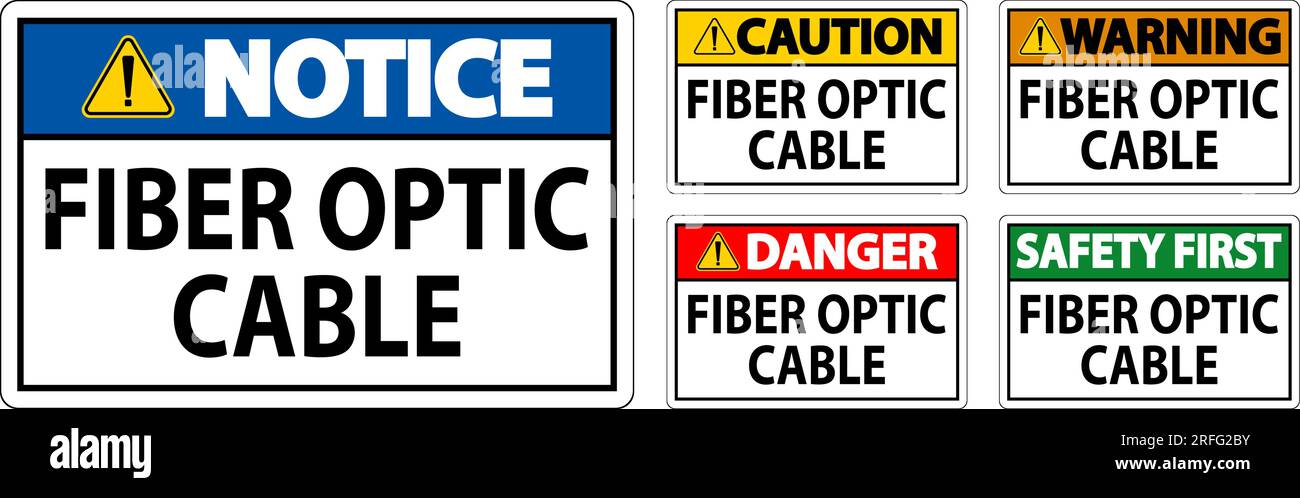 Caution Sign, Fiber Optic Cable Sign Stock Vector Image & Art - Alamy
