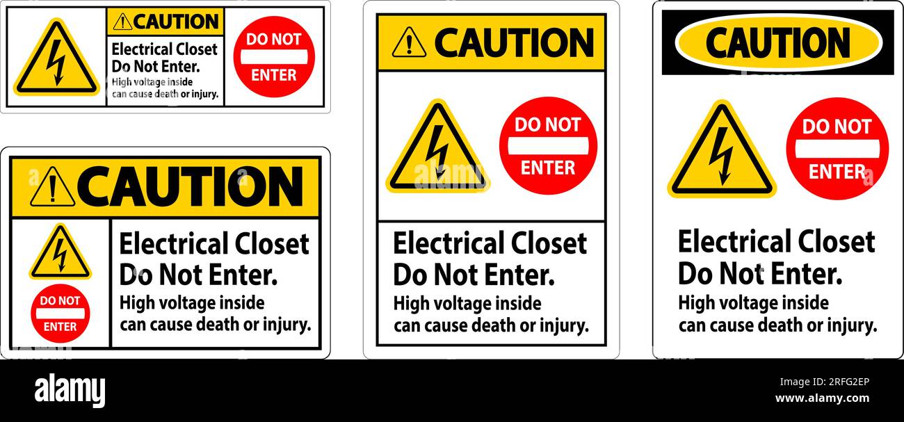 Caution Sign Electrical Closet - Do Not Enter. High Voltage Inside Can ...