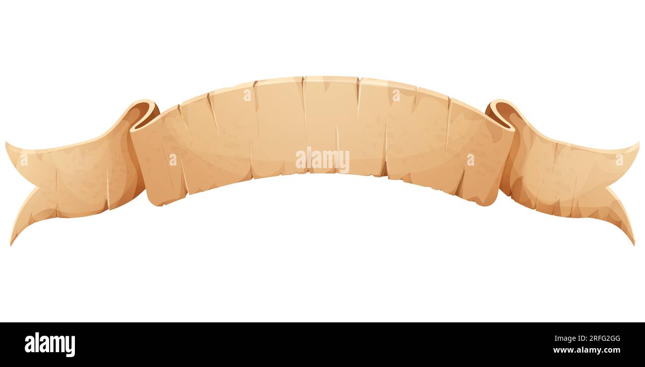 Parchment paper scroll ribbon, old vintage banner game ui element in ...