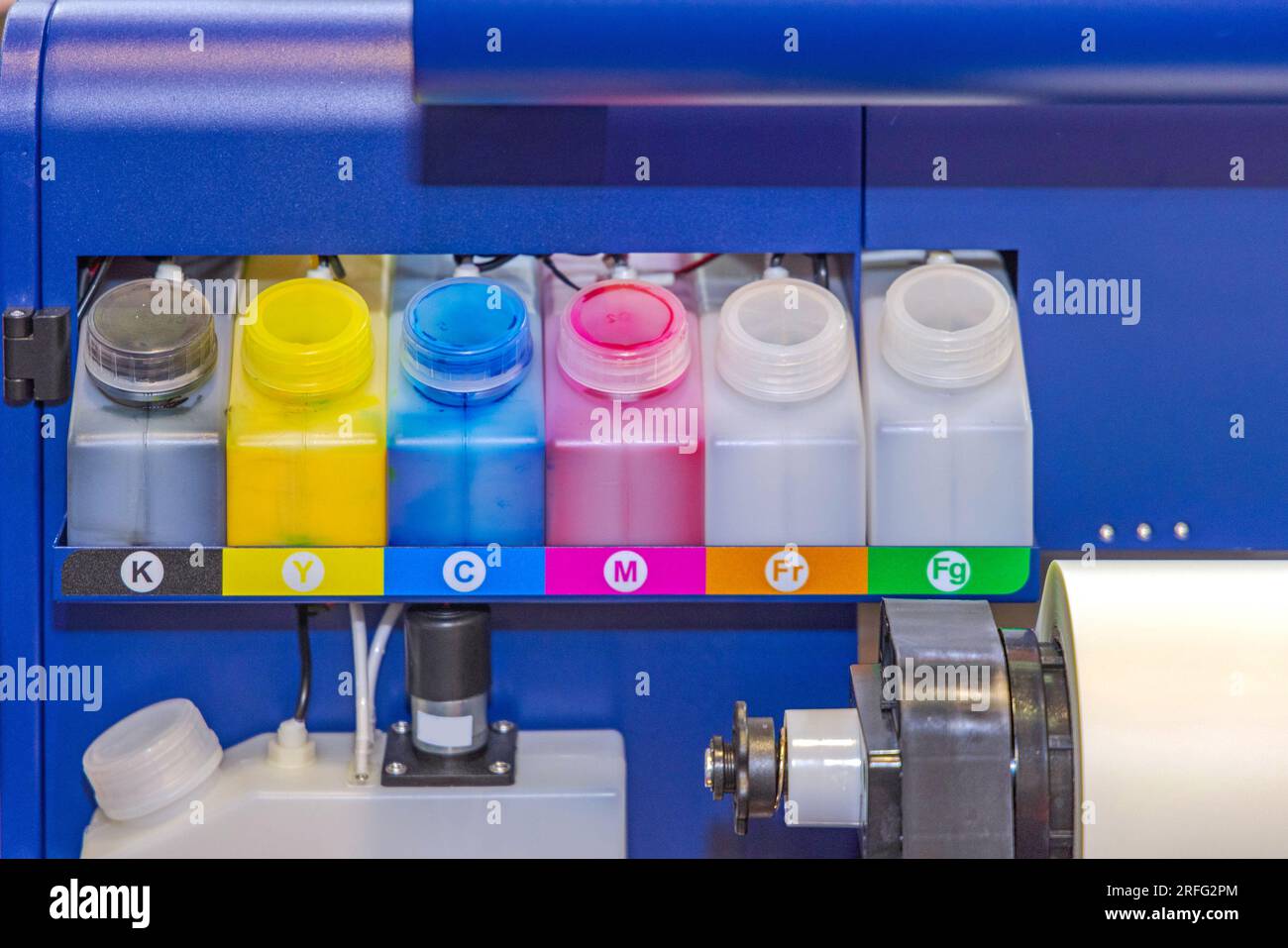 Six Large Colour Ink Tank Bottles at Printer Back Stock Photo - Alamy