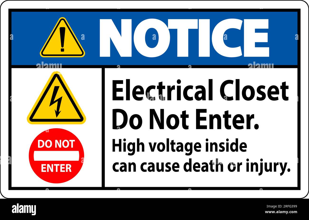Notice Sign Electrical Closet - Do Not Enter. High Voltage Inside Can ...