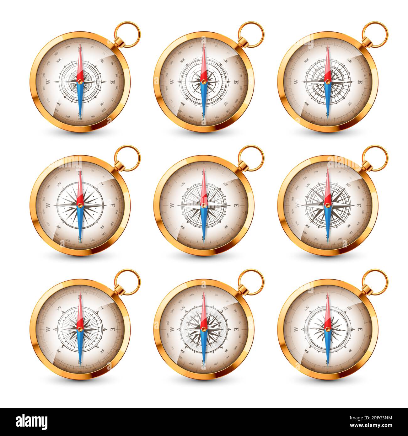 Vintage compass, marine wind rose with cardinal directions of North ...