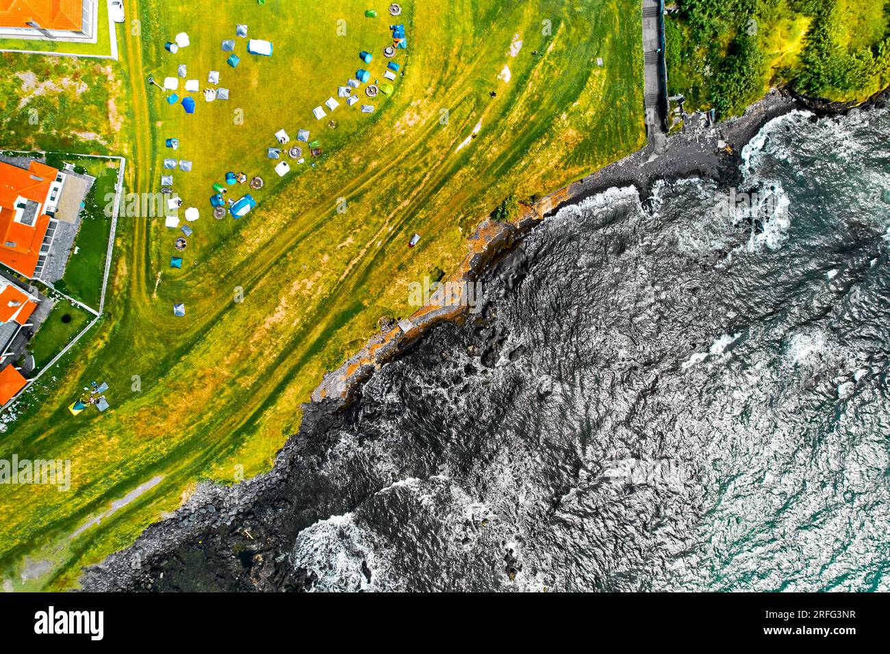 Aerial shot, drone point of view picturesque nature with green ...