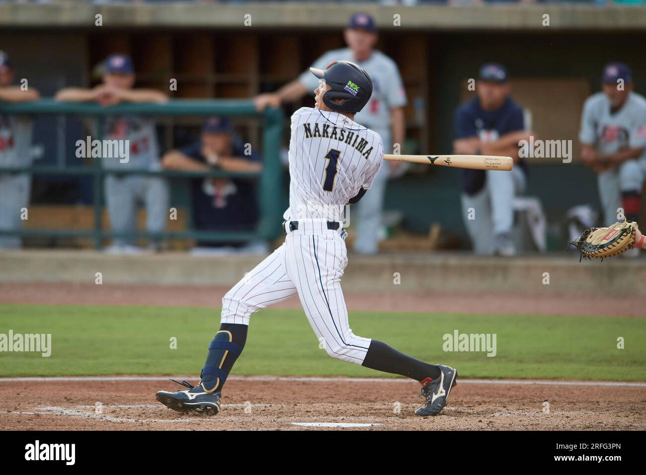 Daisuke Nakashima (1) of Japan at bat during the Collegiate All-Star ...