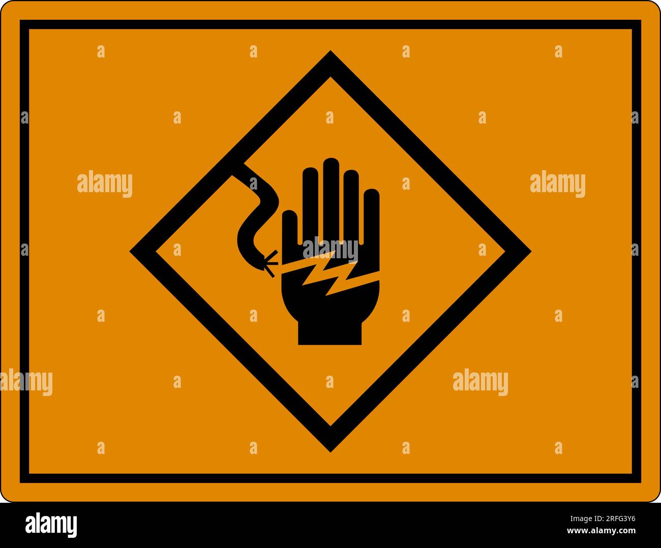 High Voltage Warning Sign Electrical Symbol Hand Shock Stock Vector ...