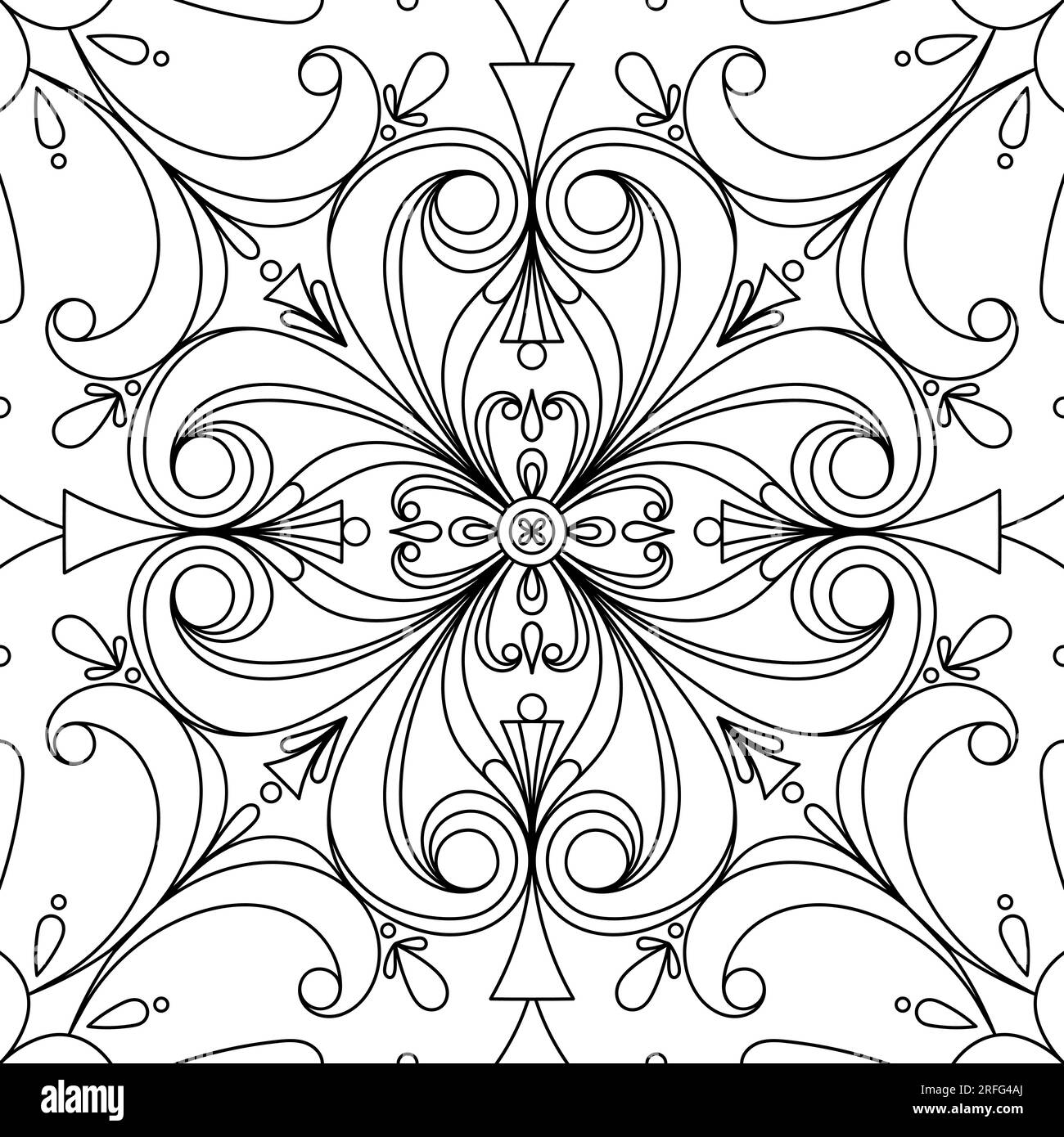 Vector seamless tiles background in portuguese style. Back and white ...