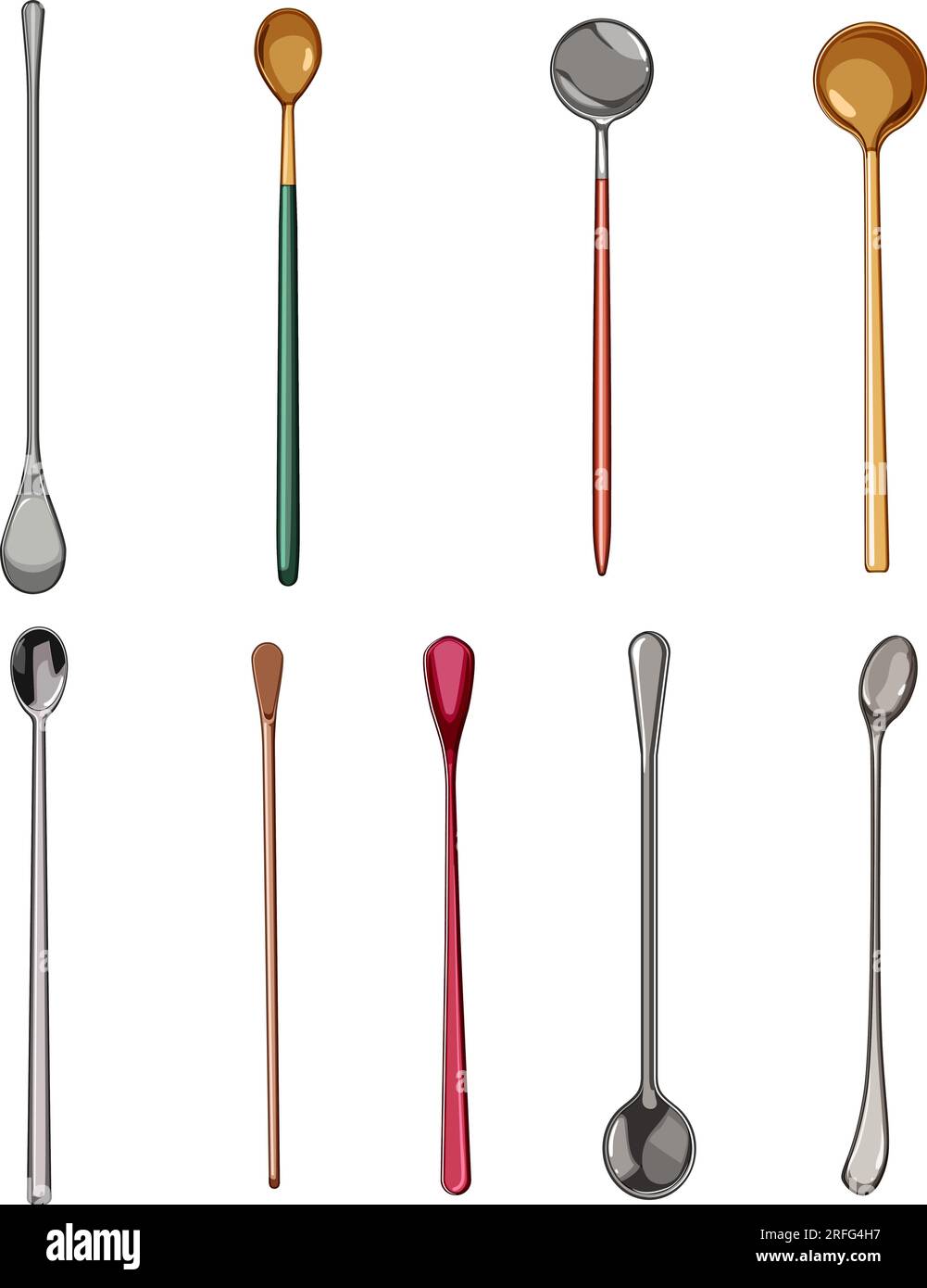 cocktail spoon set cartoon vector illustration Stock Vector Image & Art ...