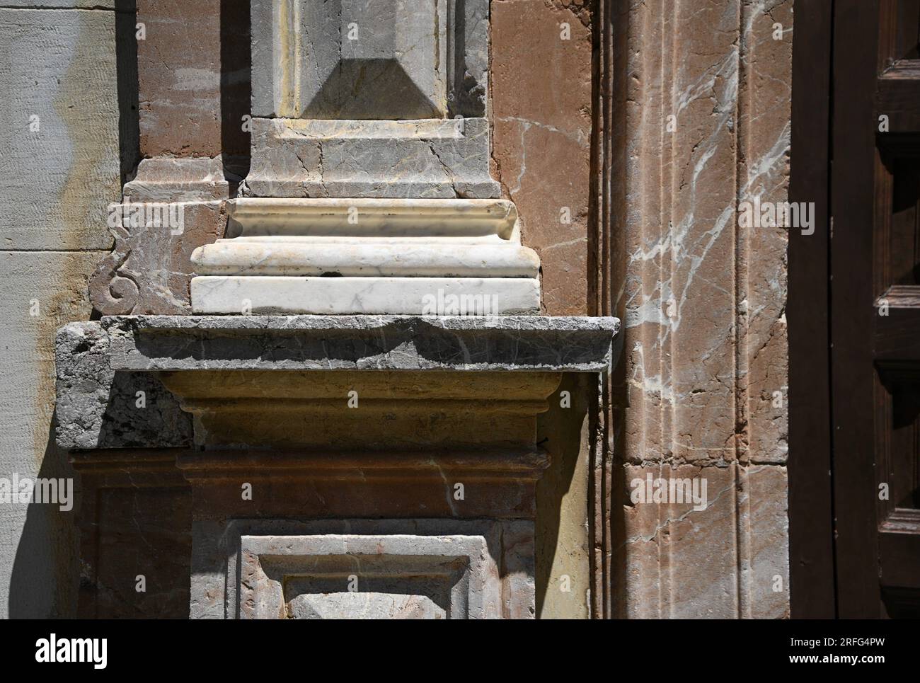 Neoclassical style marble pilaster base in Savoca Sicily, Italy Stock ...