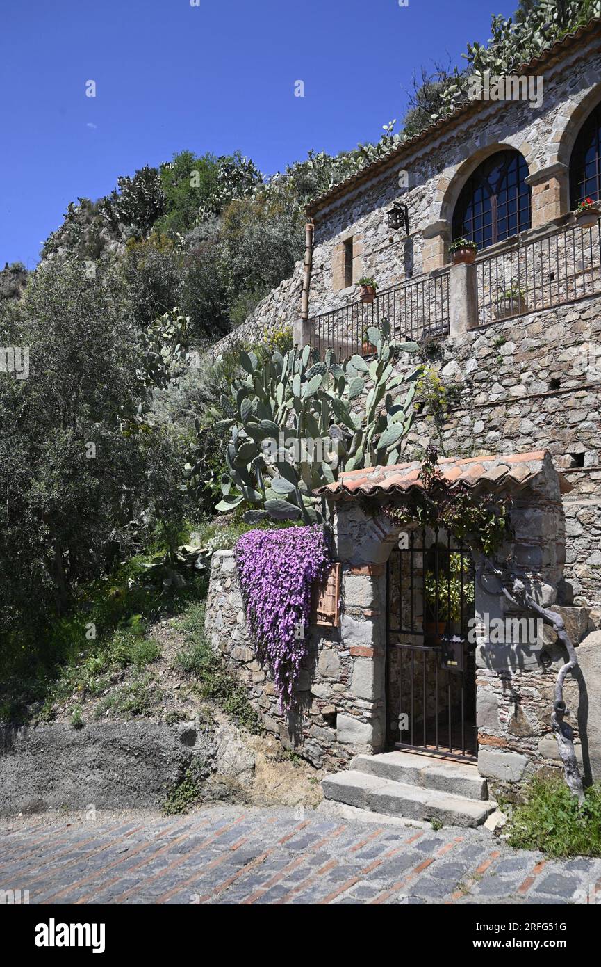 Landscape with a typical rural house in the countryside of Savoca in ...