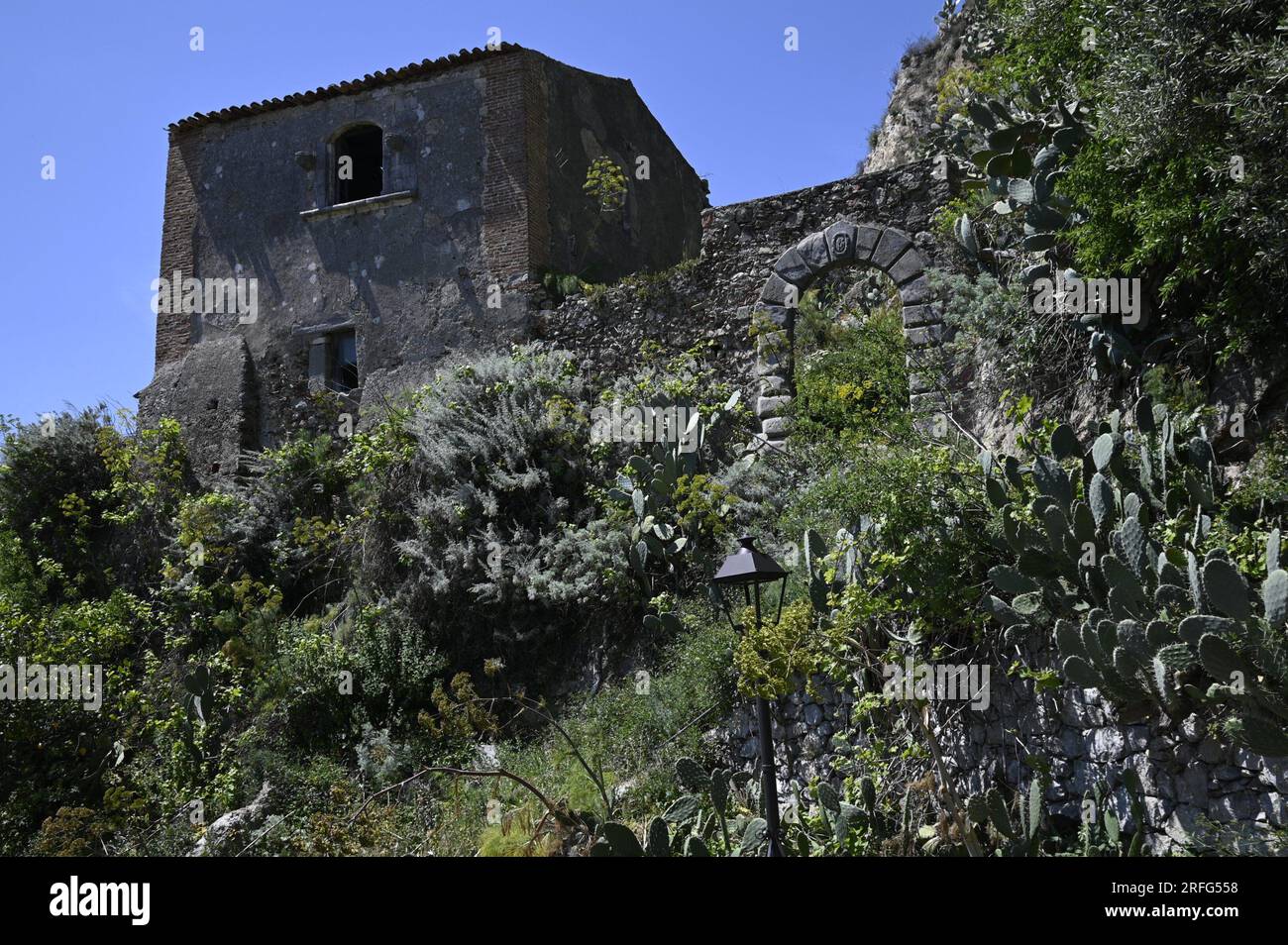 Landscape with scenic view of Castello Pentefur the imposing Castle and ...