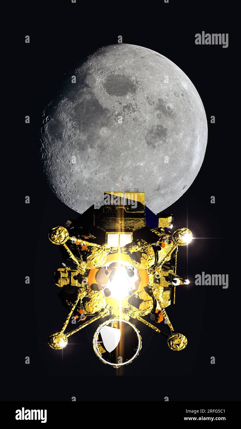 Luna 25 lander russian lunar exploration program 3D render. Elements of ...