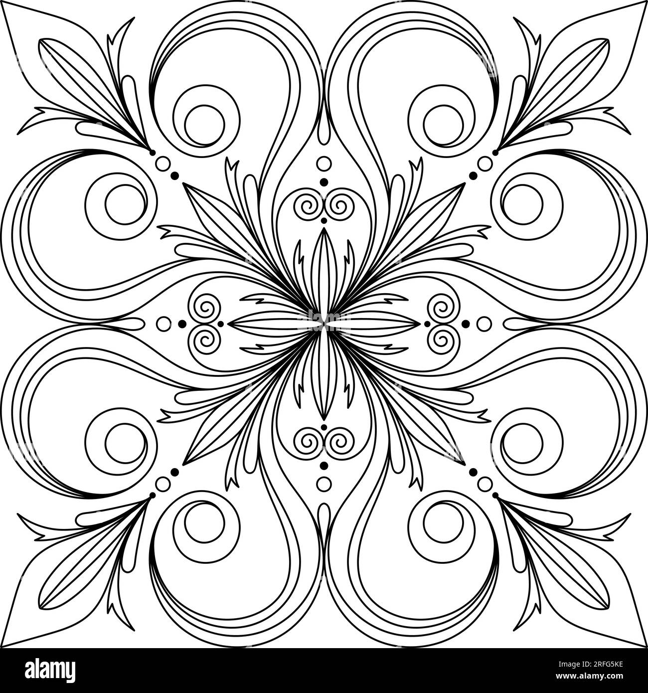 Floral back design Black and White Stock Photos & Images - Alamy