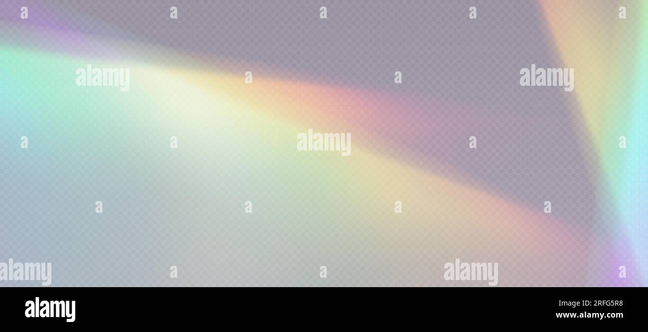 Rainbow refraction overlay, prism light effect, leak flare Stock Vector ...