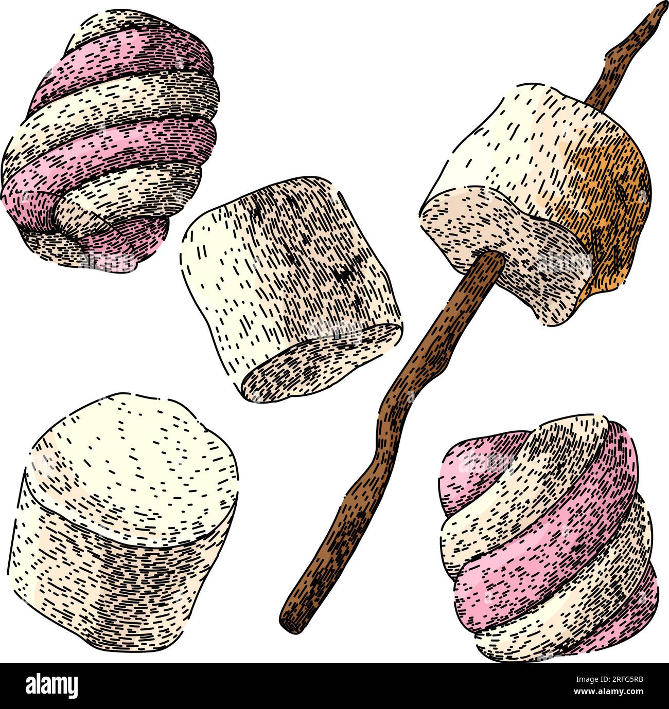 marshmallow candy set sketch hand drawn vector Stock Vector Image & Art ...