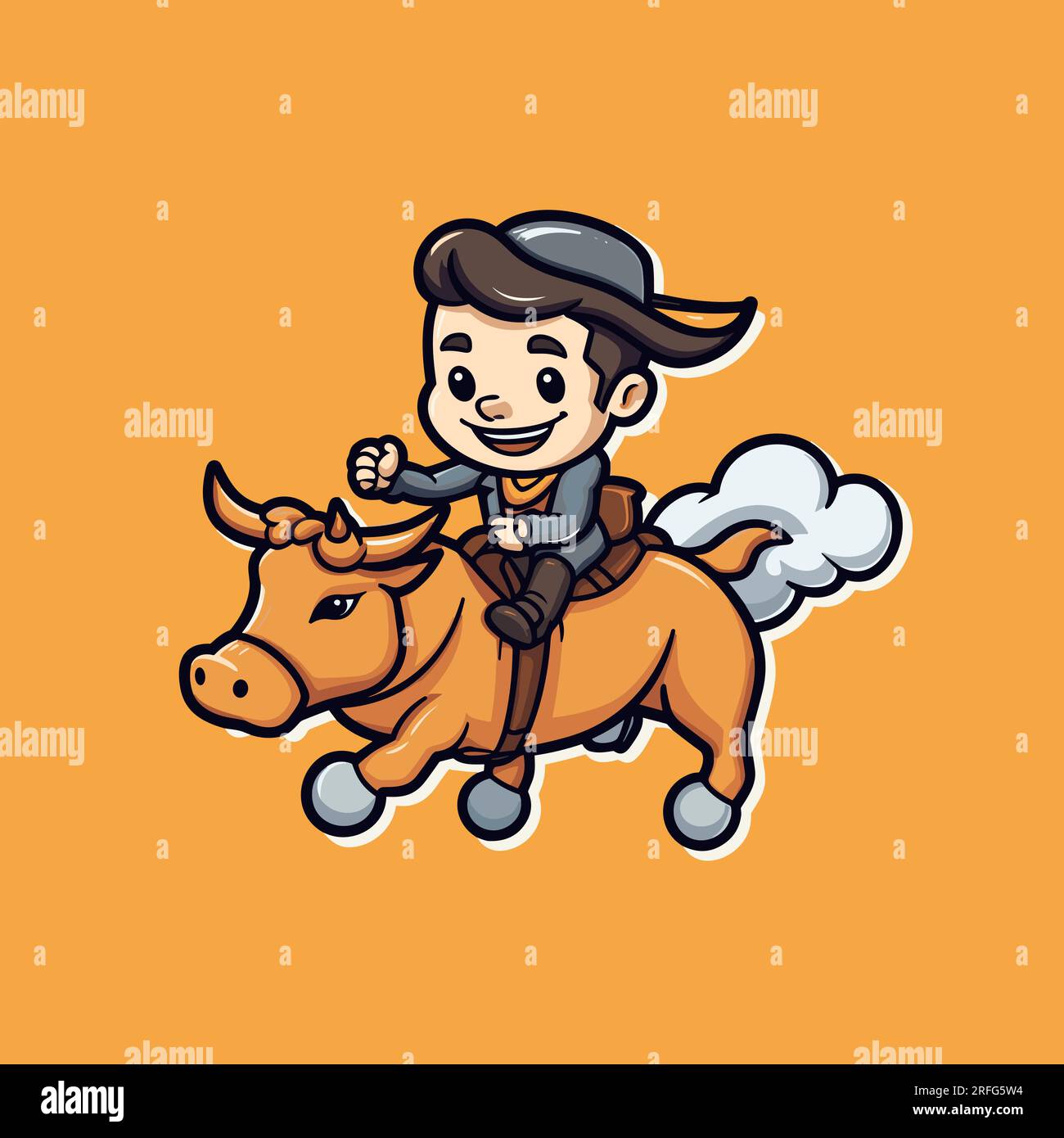 Rodeo cowboy bull riding cartoon Stock Vector Images - Alamy