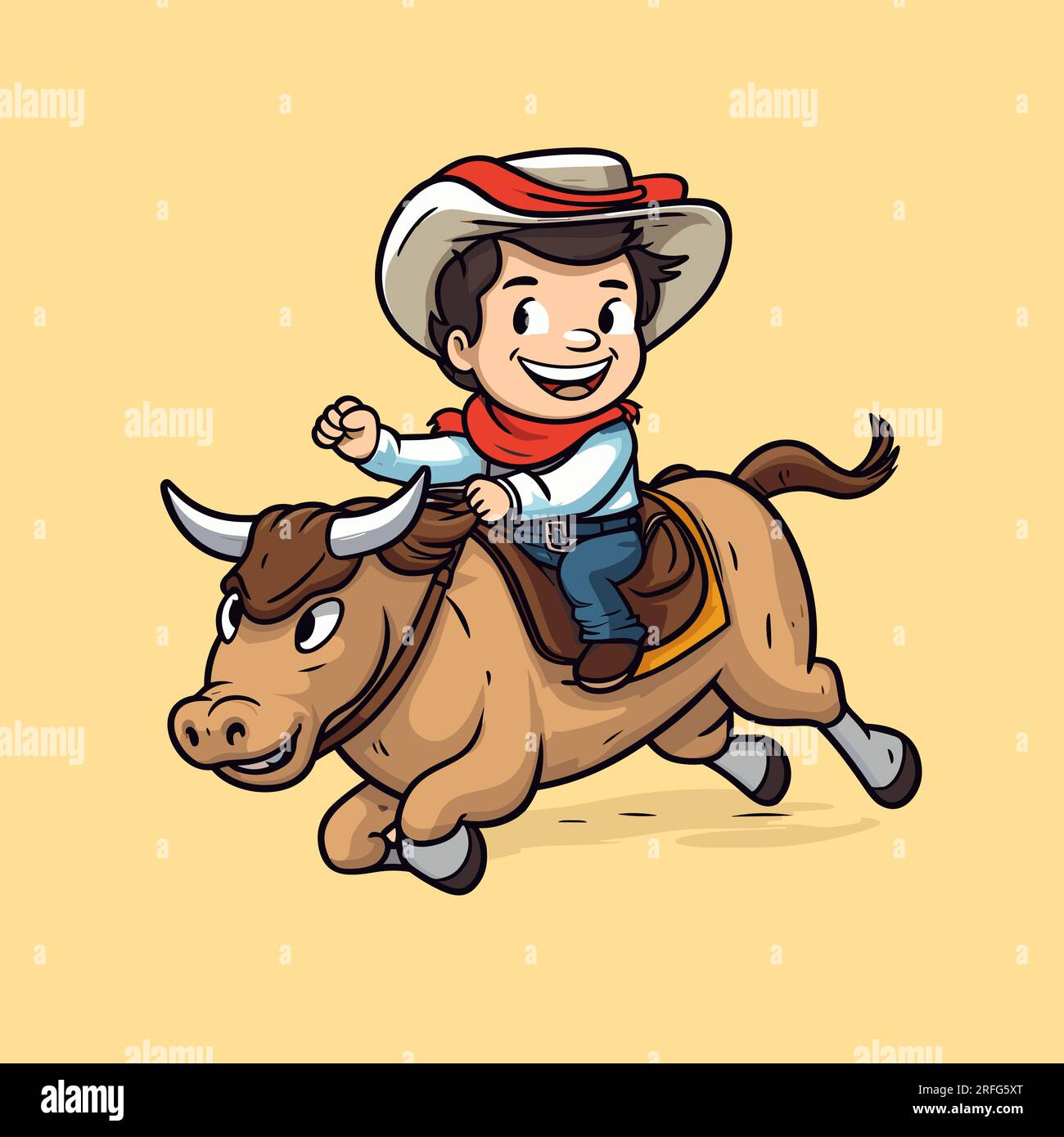 Rodeo cowboy bull riding cartoon Stock Vector Images - Alamy