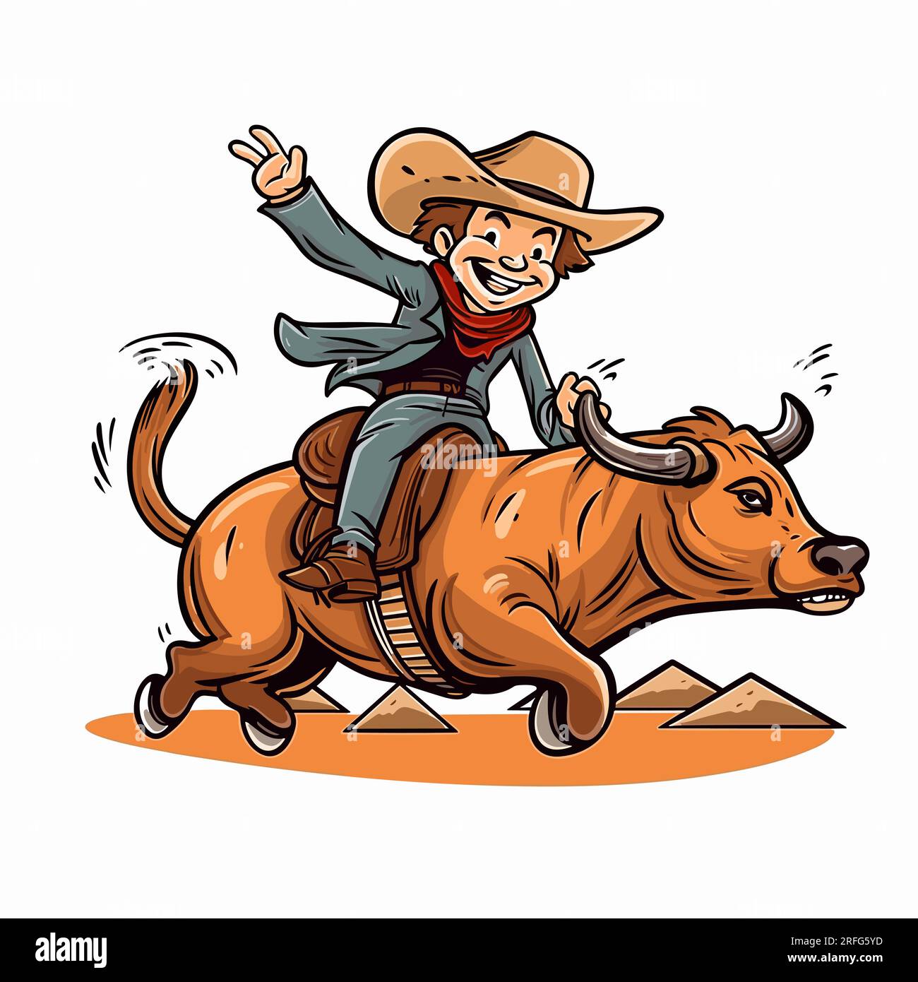 Rodeo cowboy bull riding cartoon Cut Out Stock Images & Pictures - Alamy