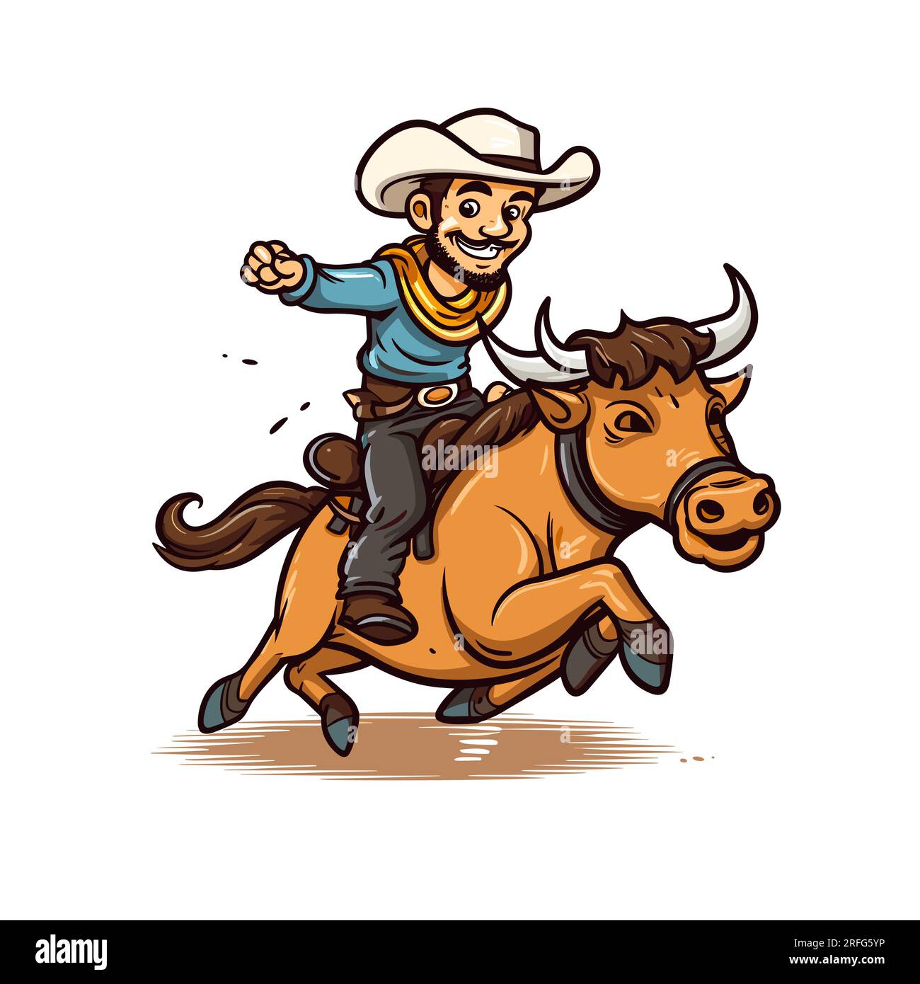 Girl Bull Riding Cartoon