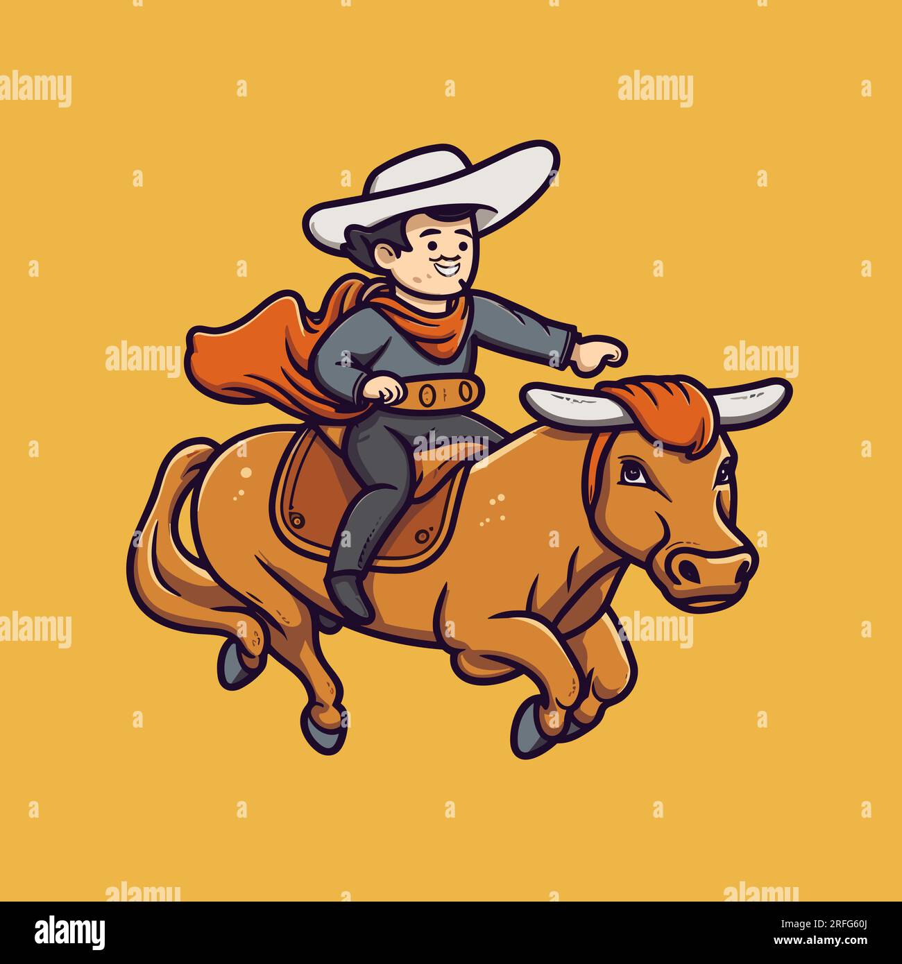 Rodeo cowboy bull riding cartoon Stock Vector Images - Alamy
