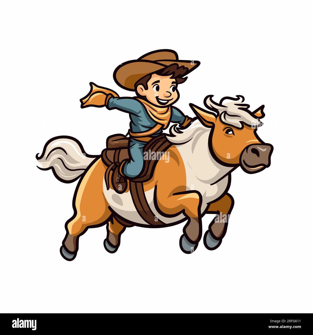Rodeo cowboy bull riding cartoon Stock Vector Images - Alamy