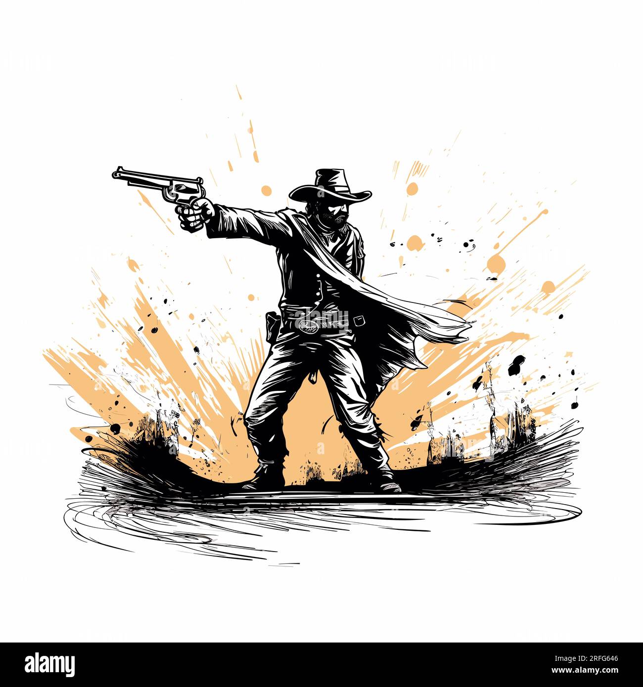 Revolver gun hand drawn clipart hi-res stock photography and images - Alamy