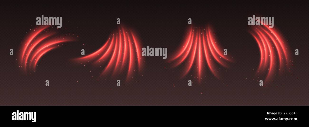 Hot air flow effect, warm heating wind. Red light trails with sparkles ...