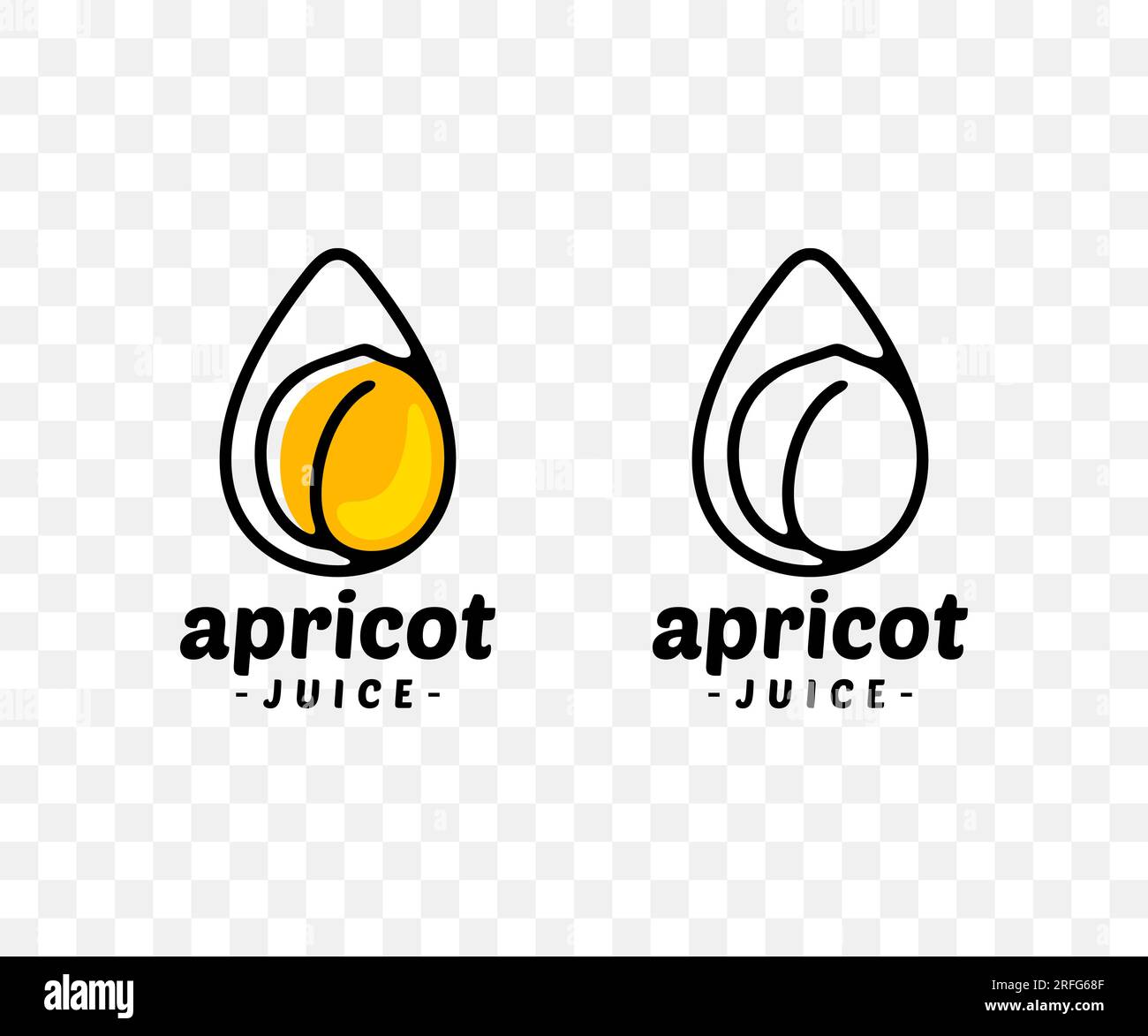 Apricot, apricot juice, apricot in a drop, graphic design. Fruit, drink ...