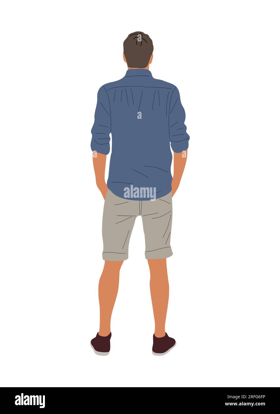 Young man Standing Back View vector isolated Stock Vector Image & Art ...