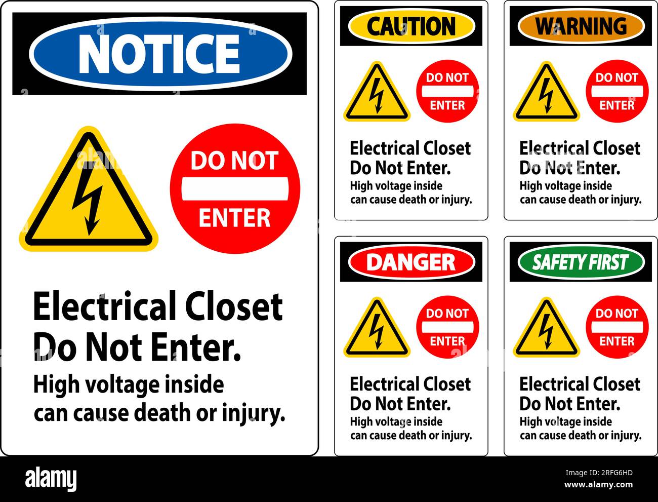 Warning Sign Electrical Closet - Do Not Enter. High Voltage Inside Can ...