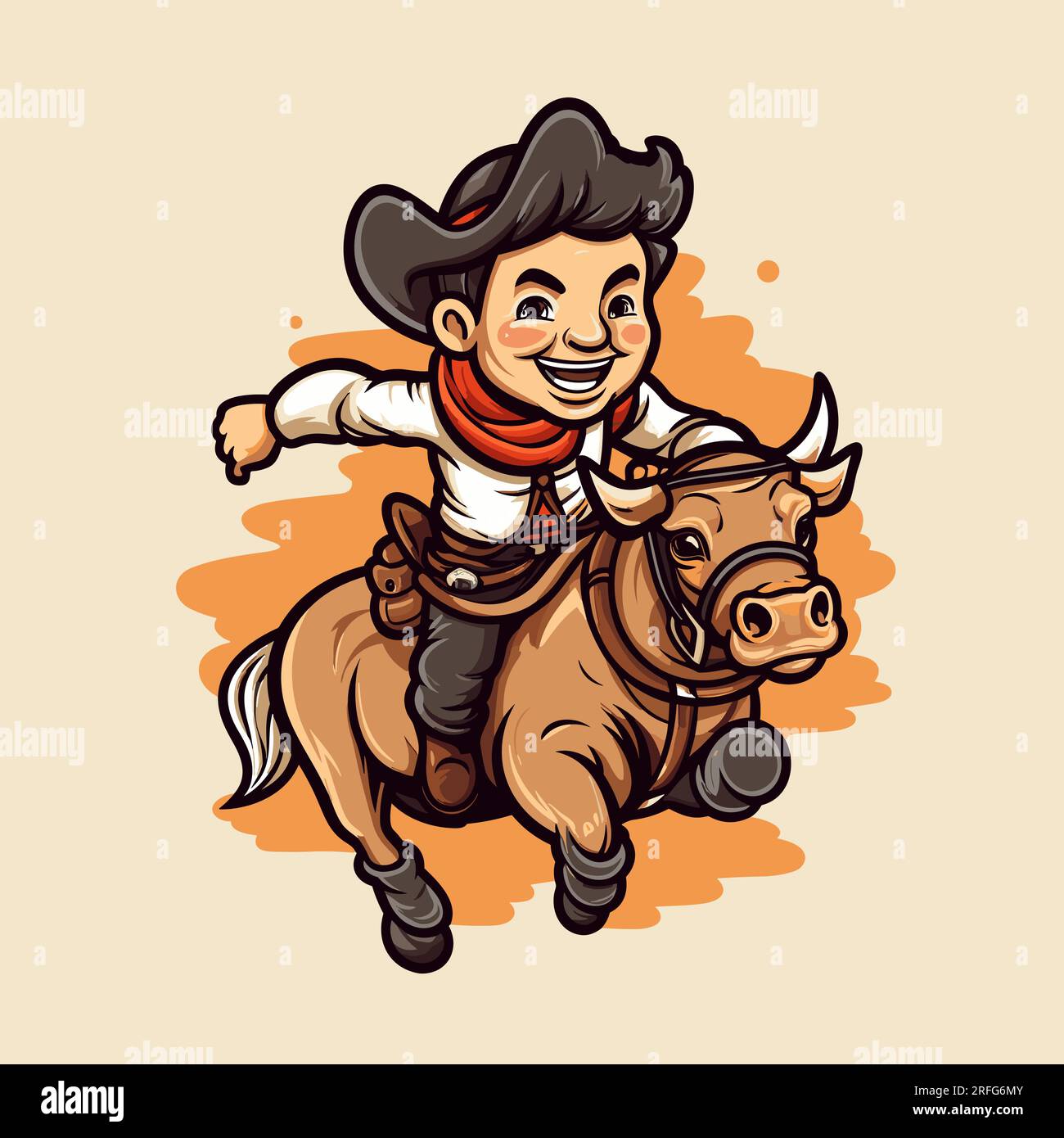 Rodeo cowboy bull riding cartoon Stock Vector Images - Alamy