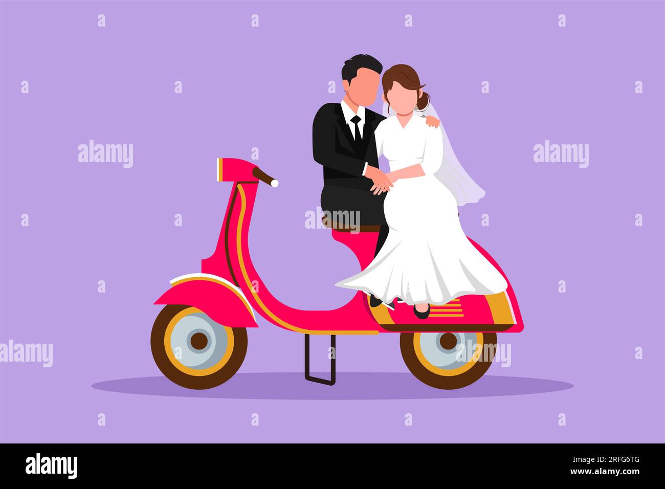 Character flat drawing married riders couple trip travel relax ...