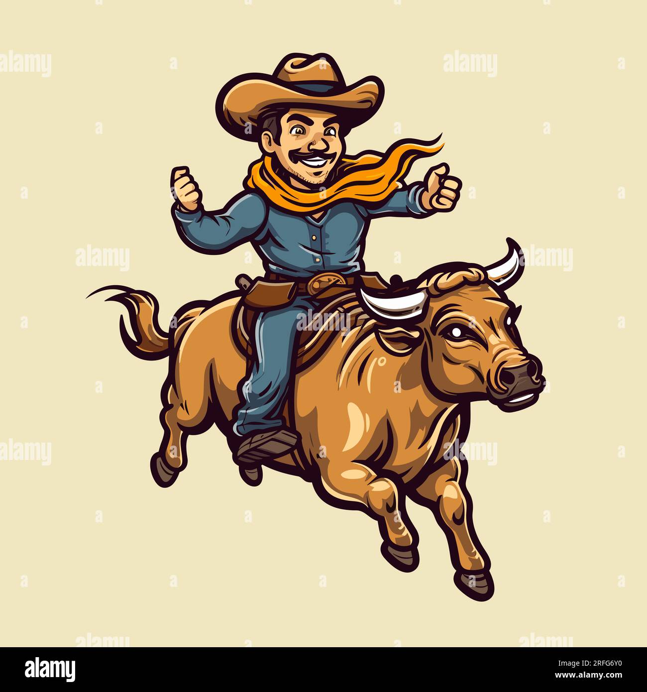 Rodeo cowboy bull riding cartoon Stock Vector Images - Alamy