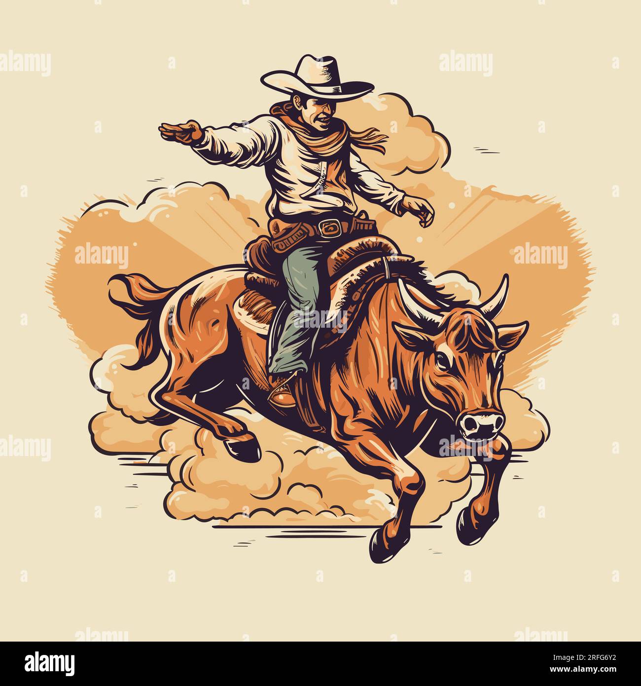 Rodeo cowboy bull riding cartoon Stock Vector Images - Alamy
