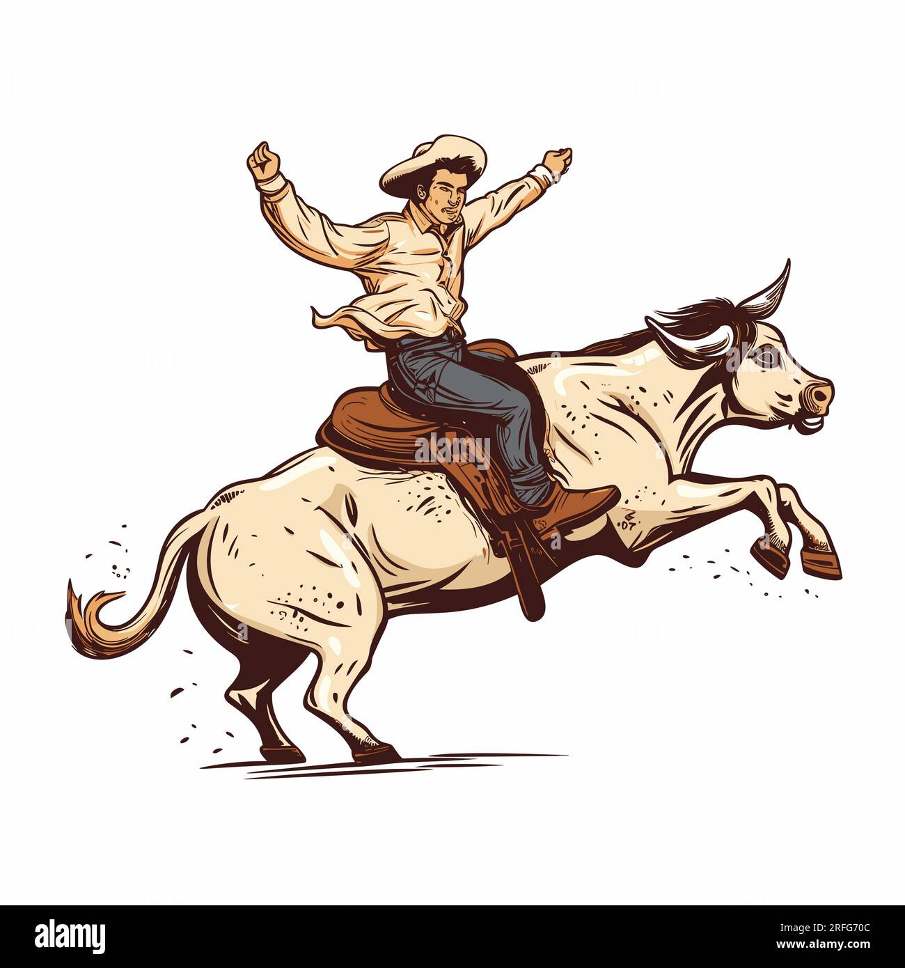 Rodeo cowboy bull riding cartoon Cut Out Stock Images & Pictures - Alamy