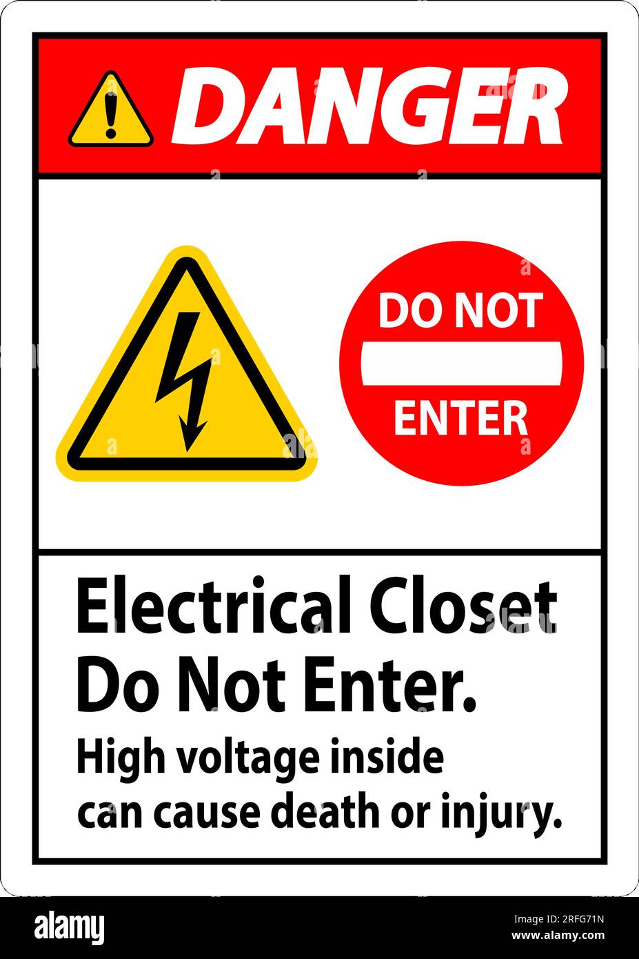 Danger Sign Electrical Closet - Do Not Enter. High Voltage Inside Can ...