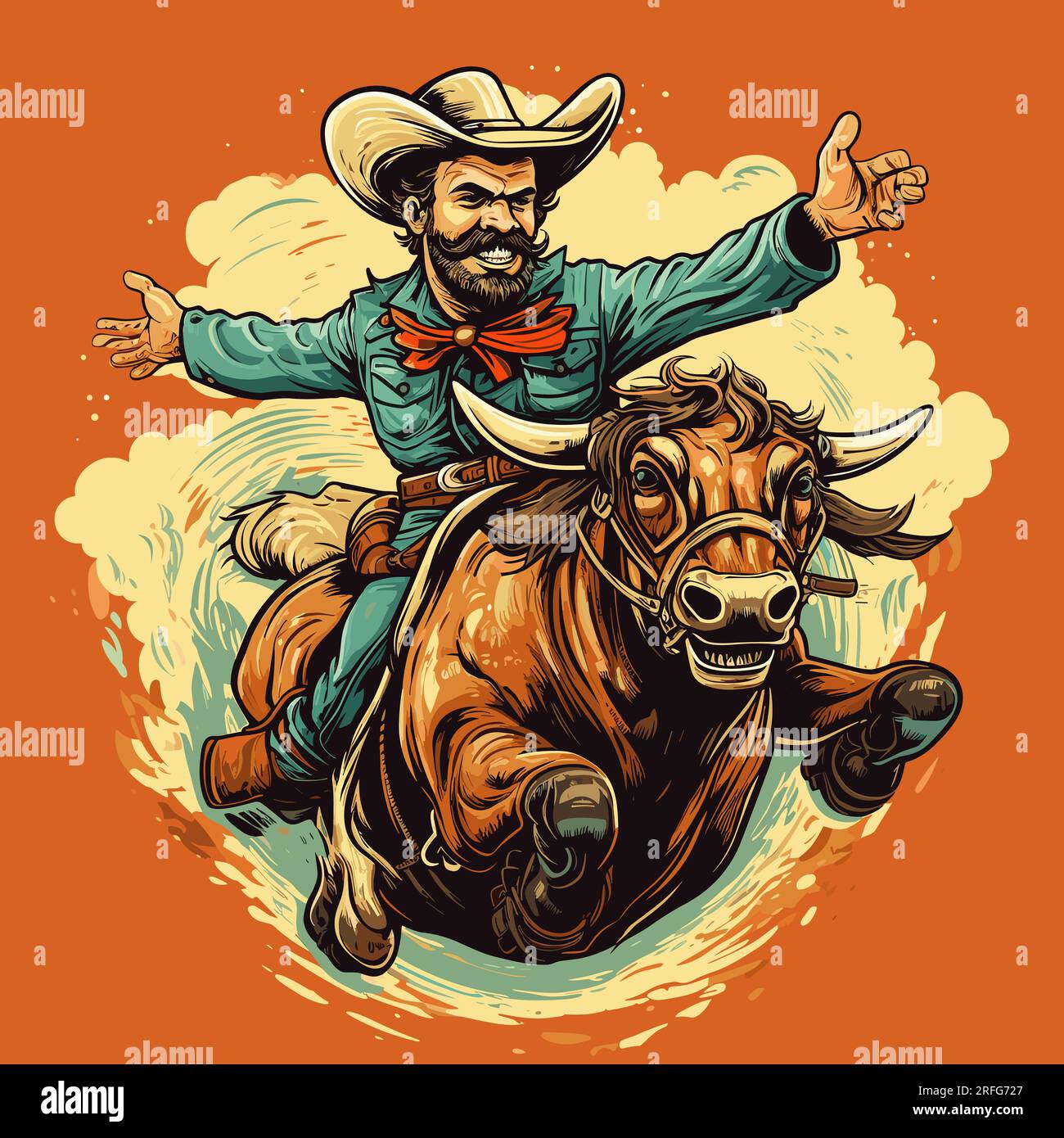 Rodeo cowboy bull riding cartoon Stock Vector Images - Alamy