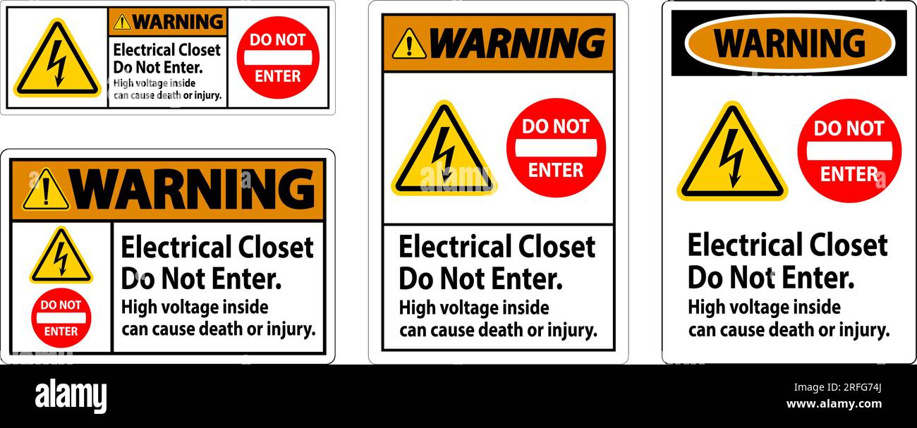 Warning Sign Electrical Closet - Do Not Enter. High Voltage Inside Can ...