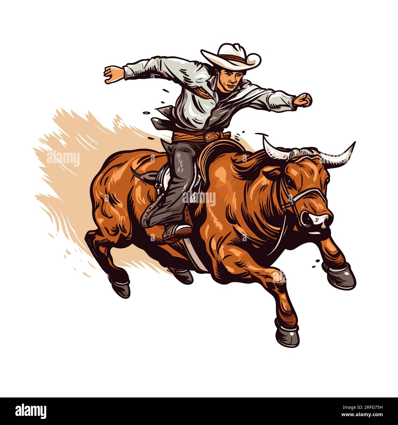 Rodeo cowboy bull riding cartoon Stock Vector Images - Alamy