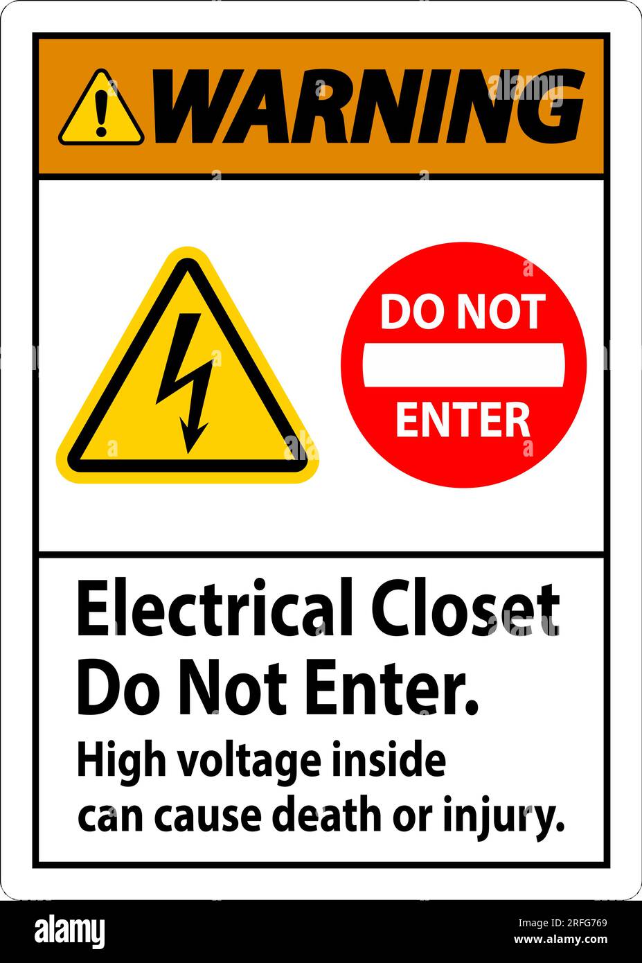 Warning Sign Electrical Closet - Do Not Enter. High Voltage Inside Can ...