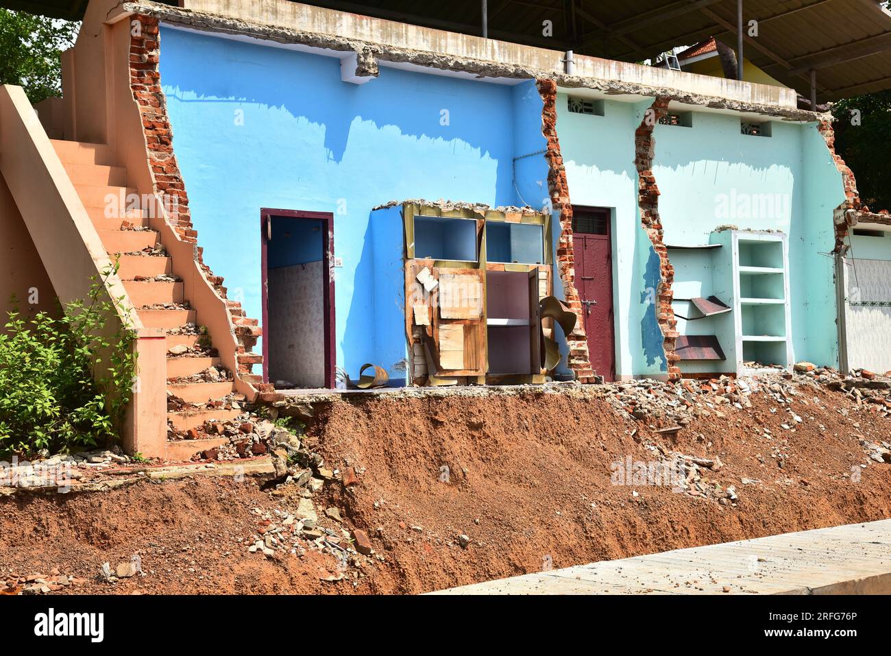 demolition of home for the construction of express highway,kerala,india ...