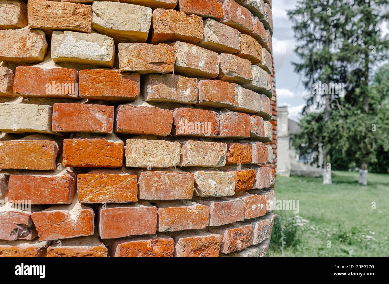 Old red brick column, weathering bricks Stock Photo - Alamy