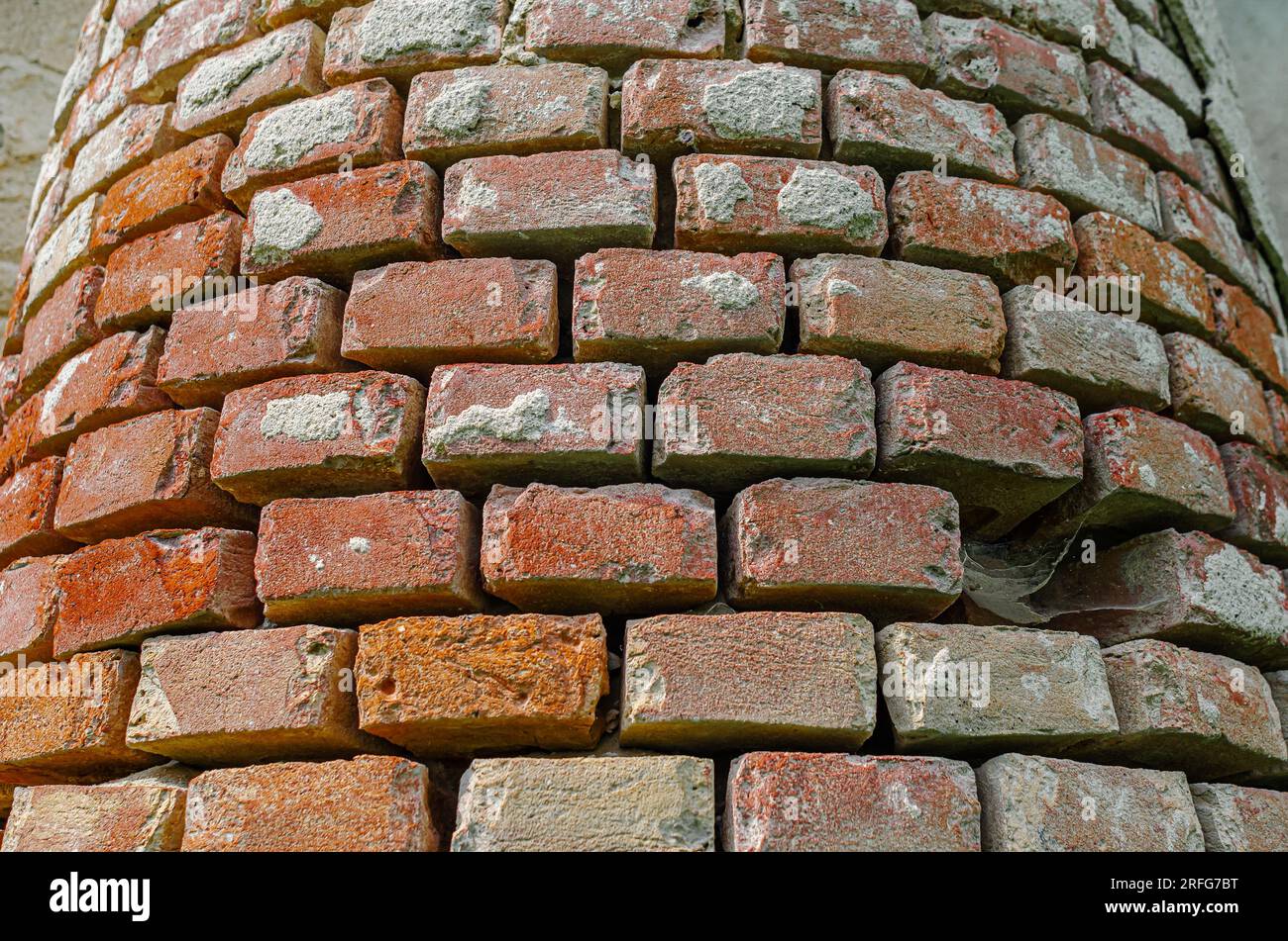 Old red brick column, weathering bricks Stock Photo - Alamy