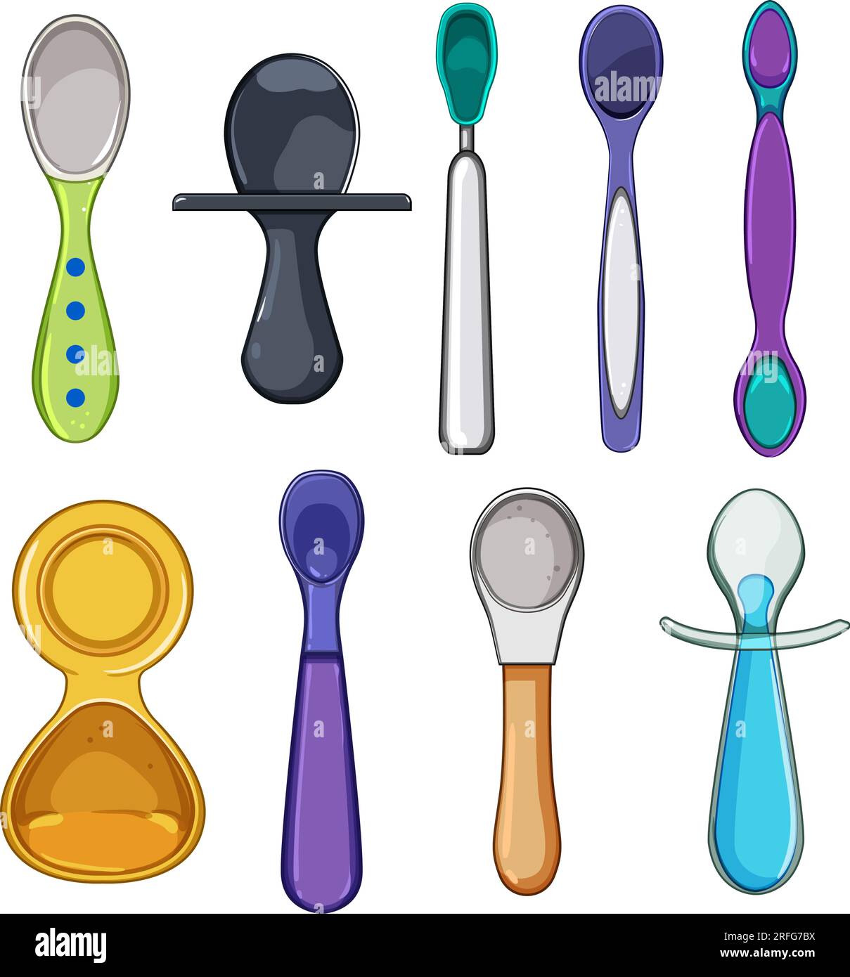 toddler spoon set cartoon vector illustration Stock Vector Image & Art ...