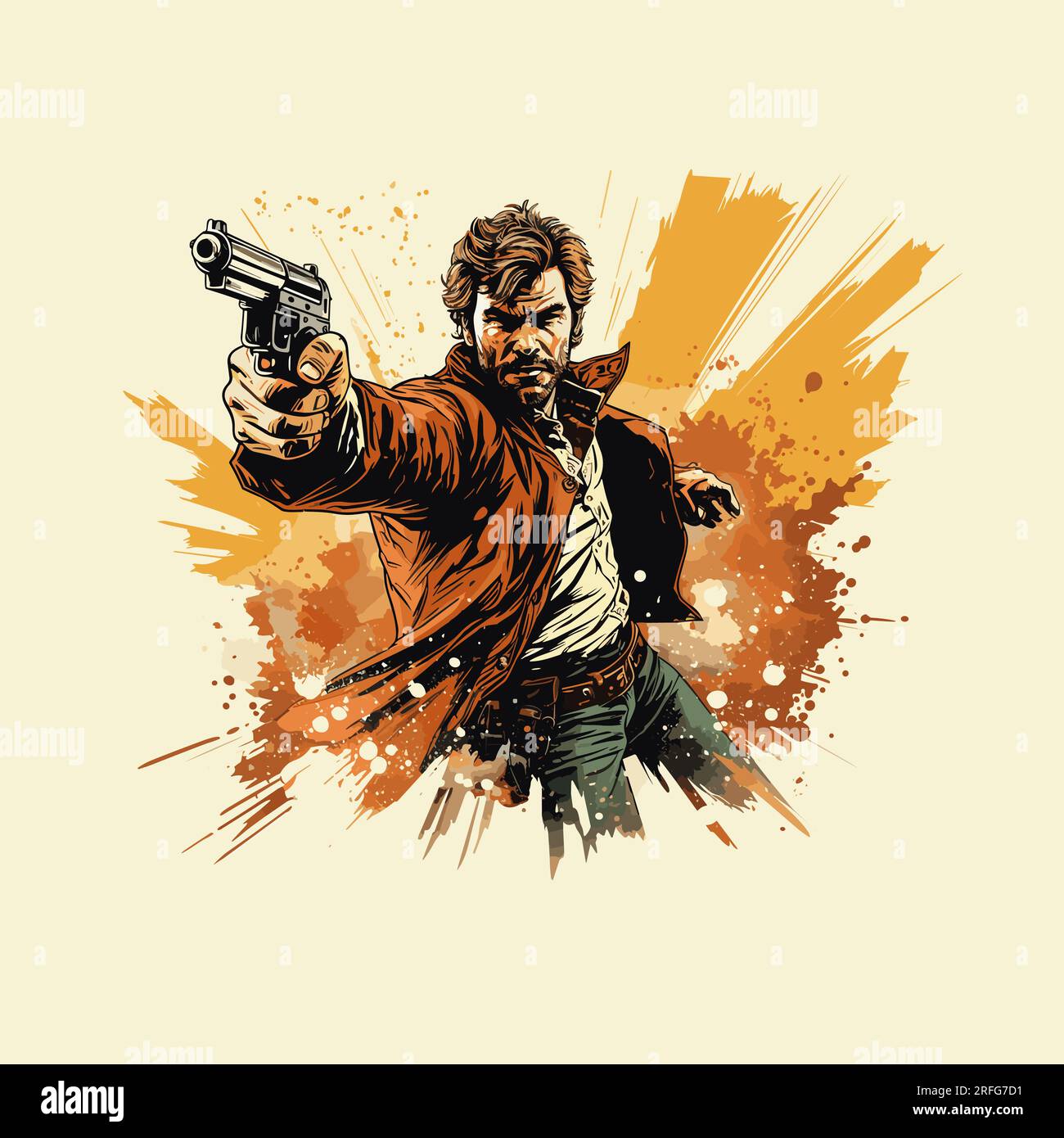 Revolver gun hand drawn clipart hi-res stock photography and images - Alamy