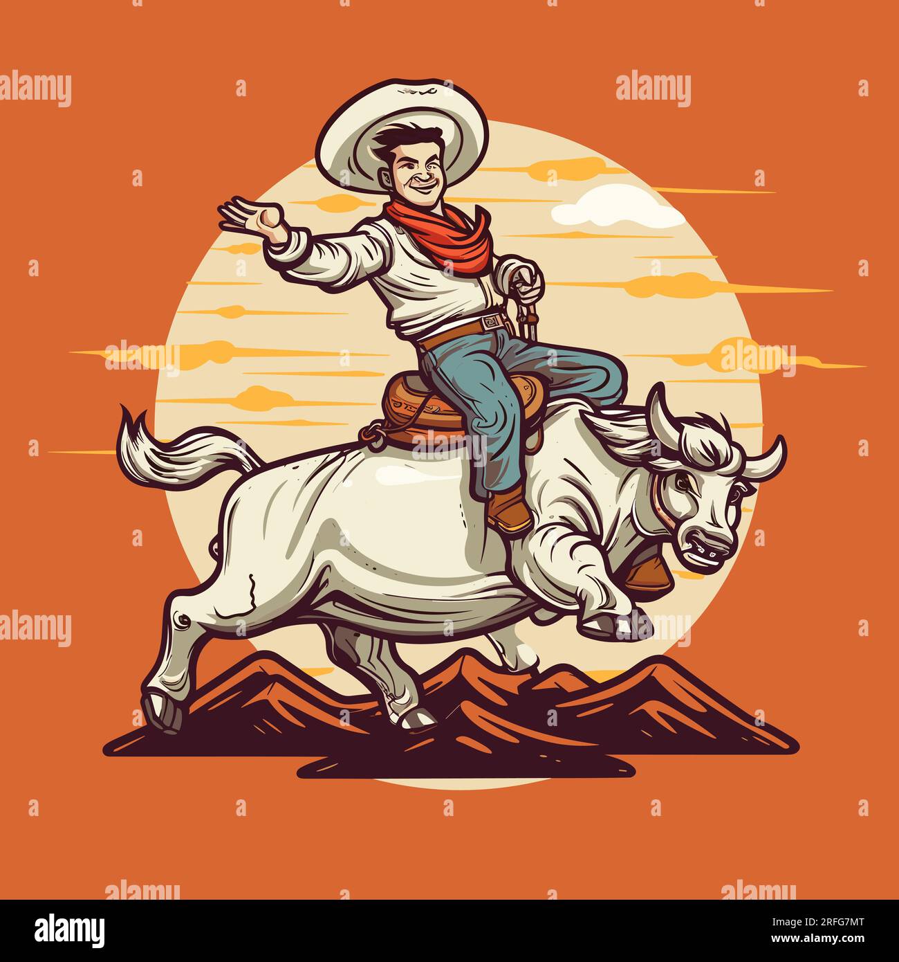 Girl Bull Riding Cartoon