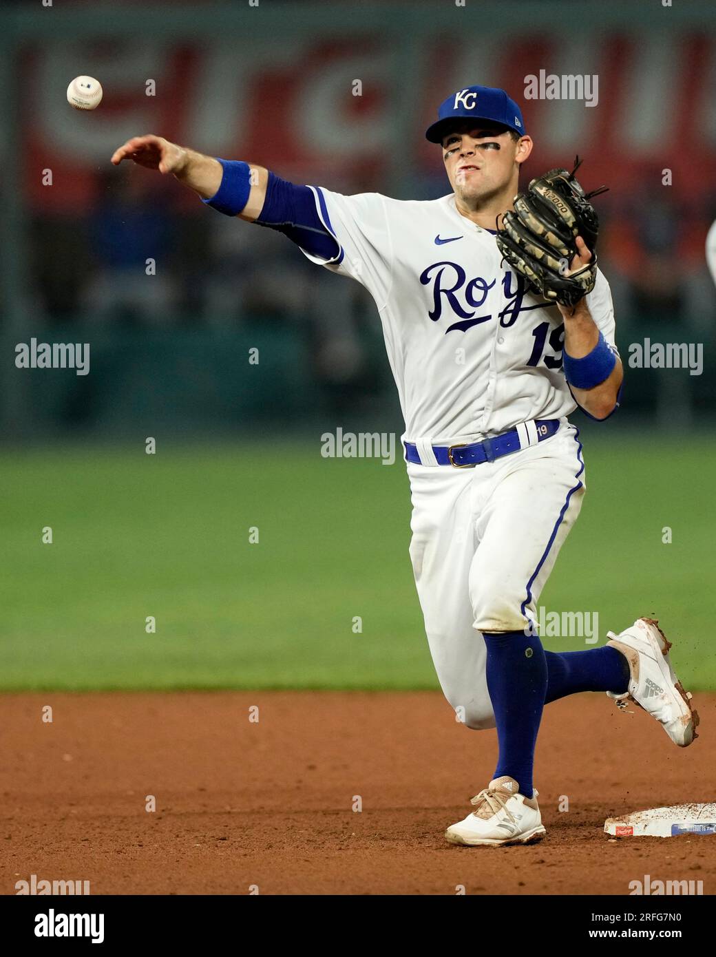 Kansas City Royals second baseman Michael Massey throws during the ...