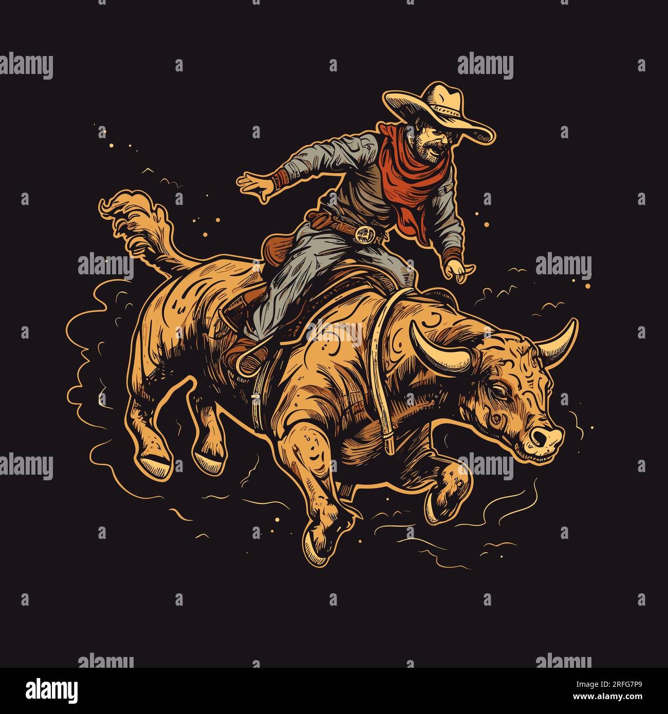 Rodeo cowboy bull riding cartoon Stock Vector Images - Alamy