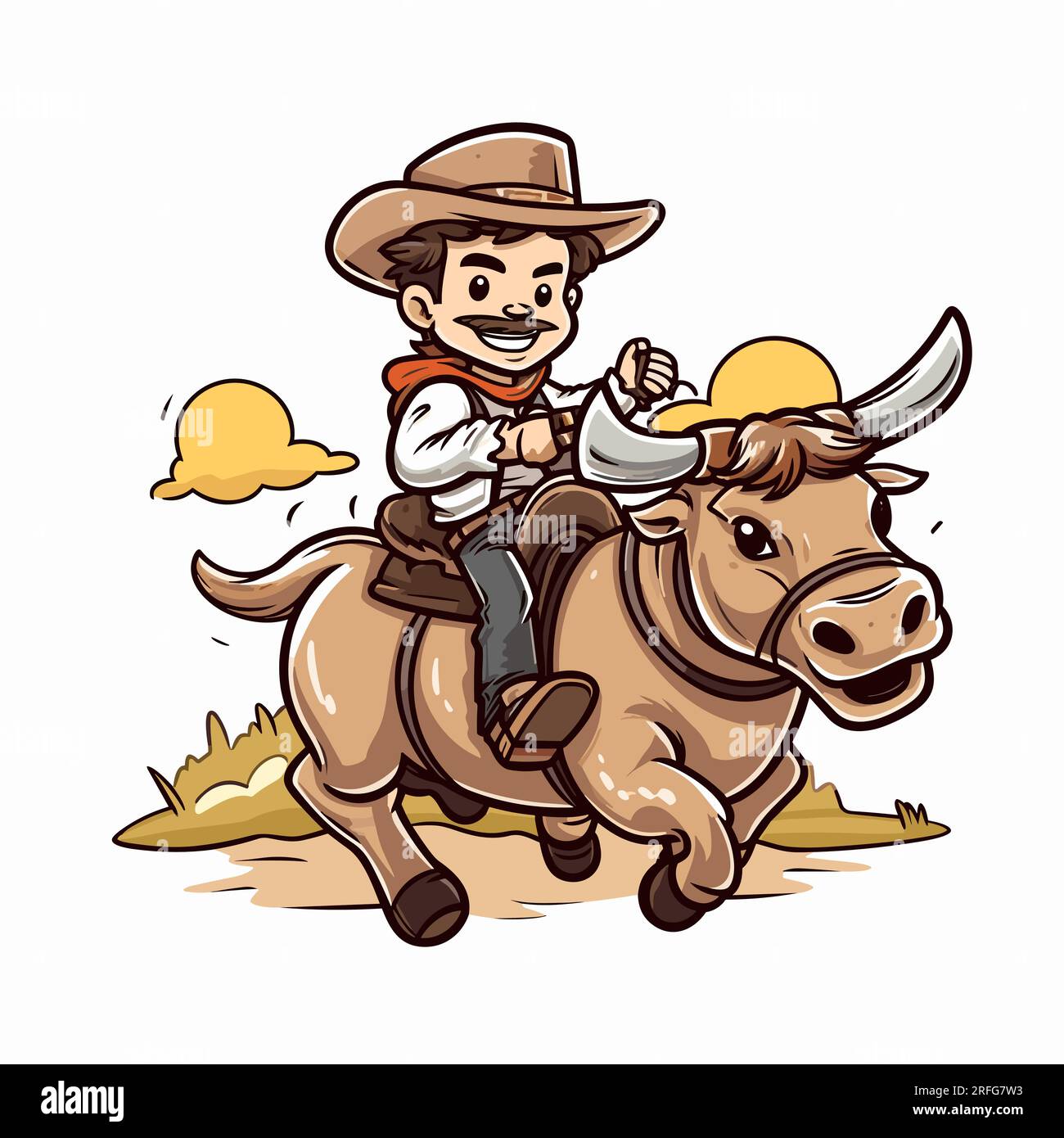 Rodeo cowboy bull riding cartoon Stock Vector Images - Alamy