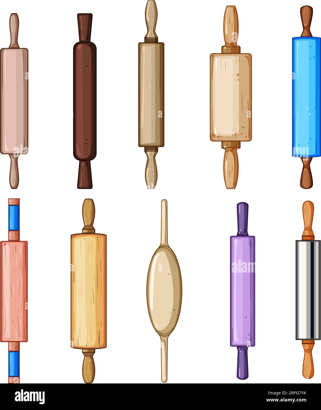 rolling pin set cartoon vector illustration Stock Vector Image & Art ...